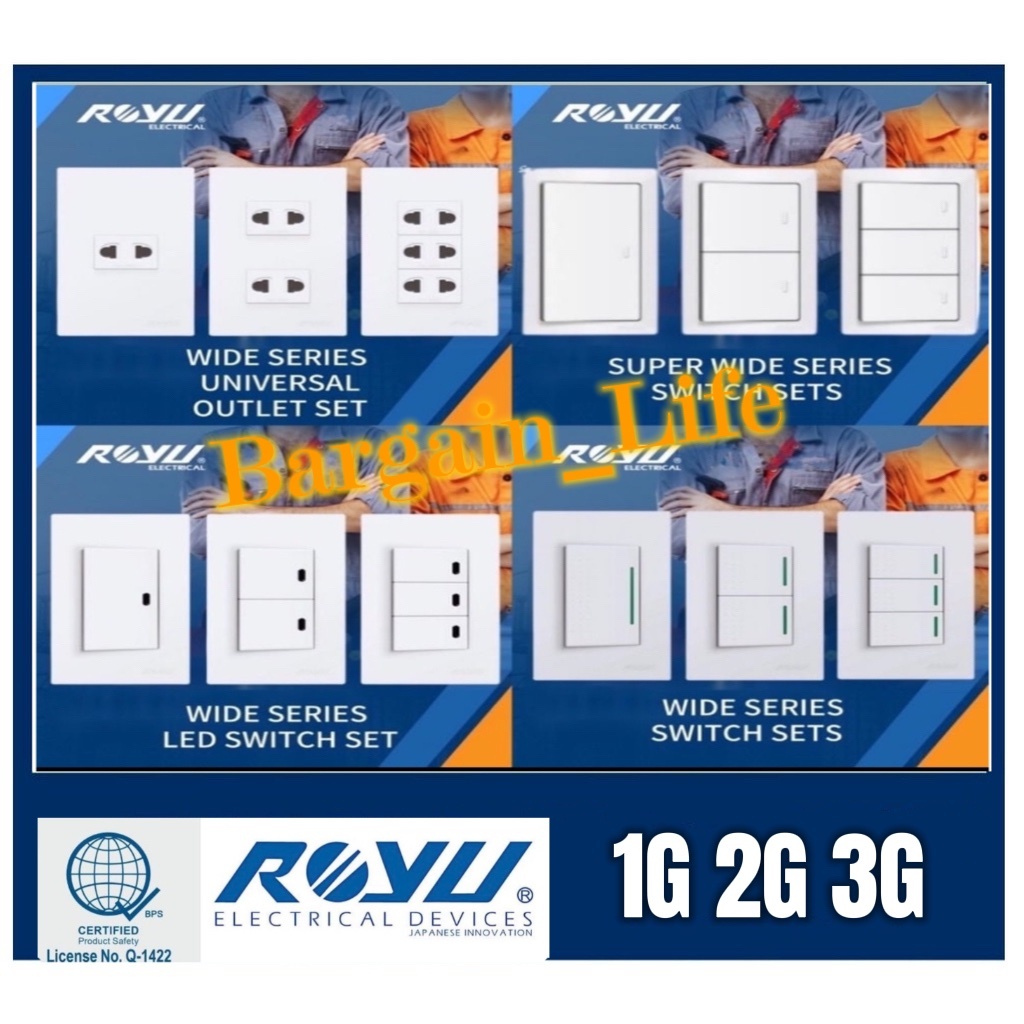 SWITCH & OUTLET ROYU SUPER WIDE SERIES 1-2-3 GANG | Shopee Philippines