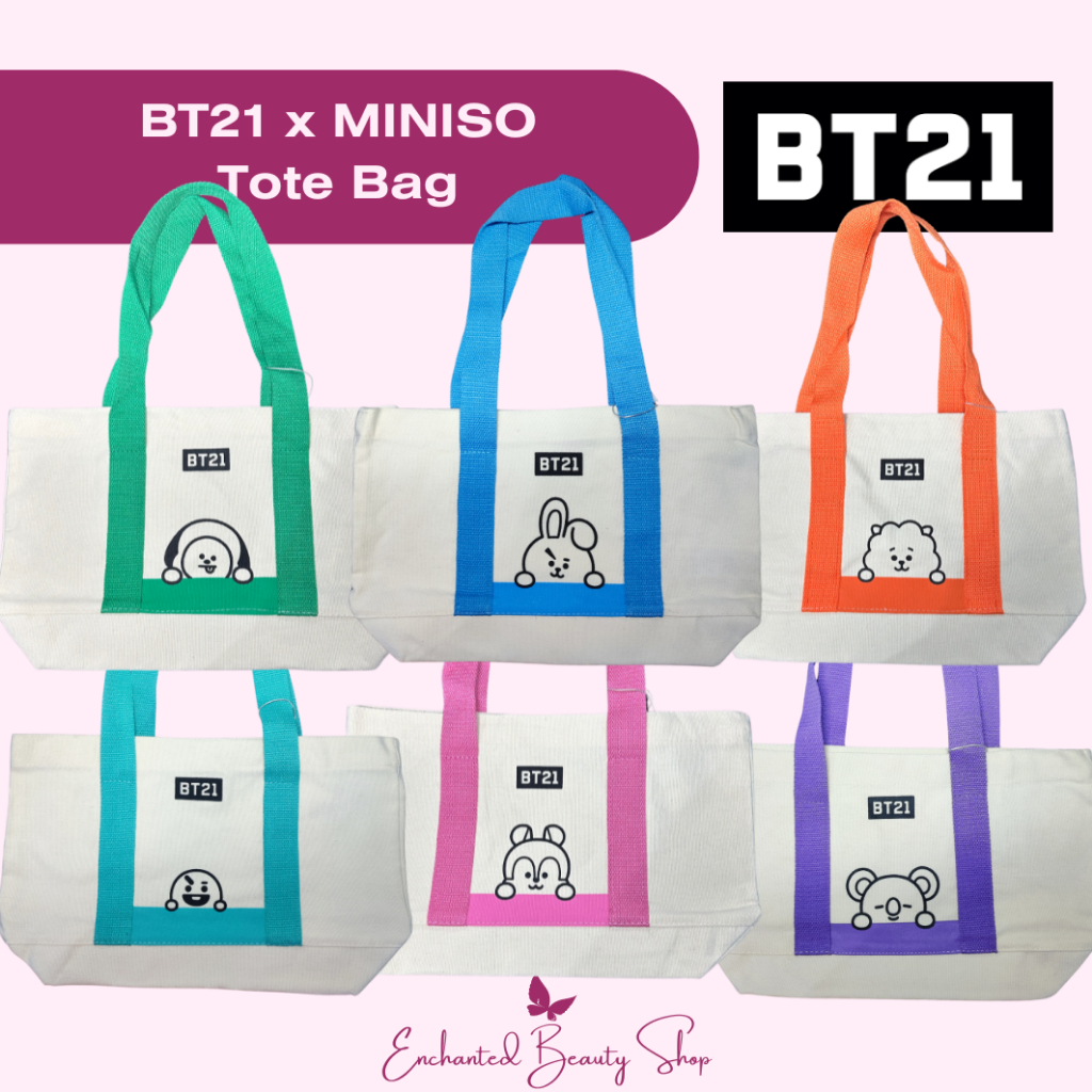 BT21 x MINISO Tote Bag Colorful Shoulder Bag for Shopping | Shopee ...
