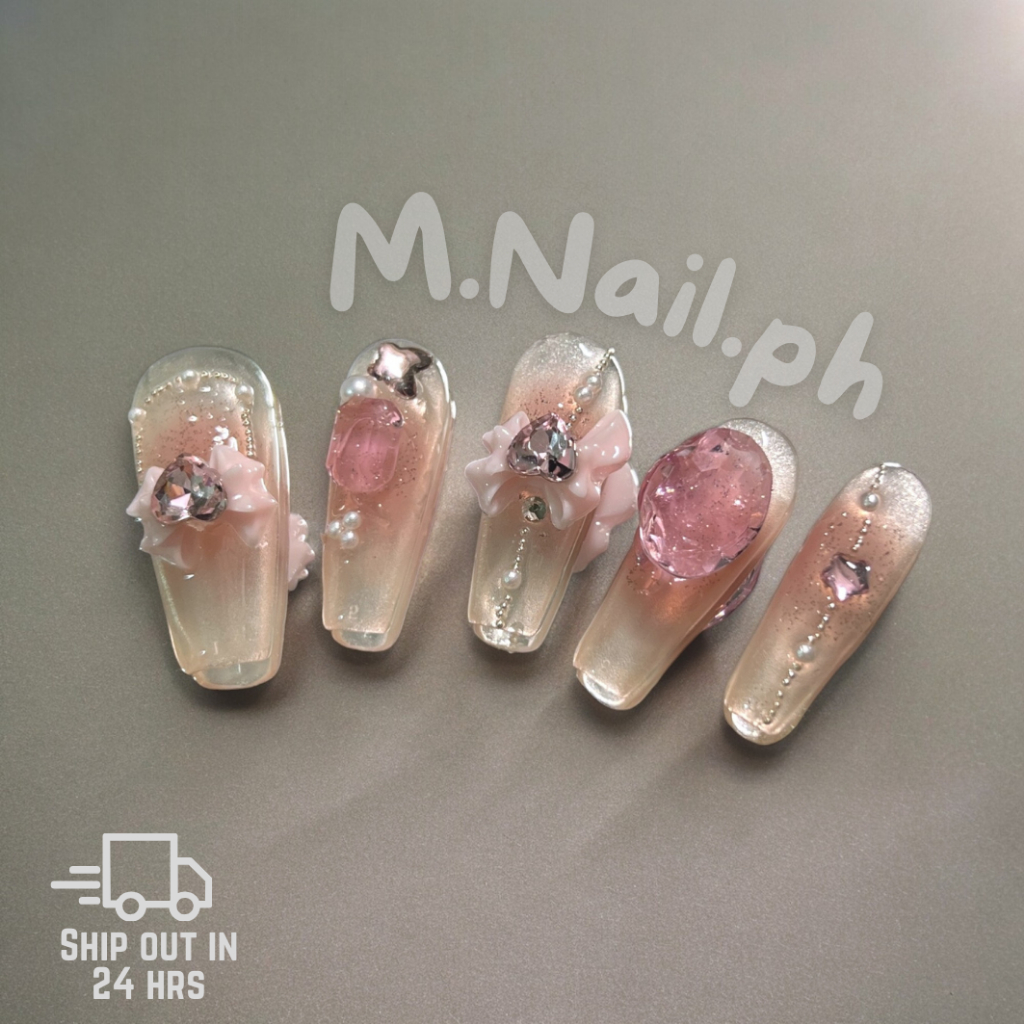 M.Nail.ph Handmade Dreamy Pink Bubbles Sweetheart Cute Adorable Press ...