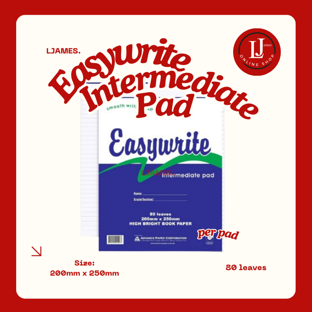 Easywrite Intermediate Pad Paper (sold per pad only) | Shopee Philippines