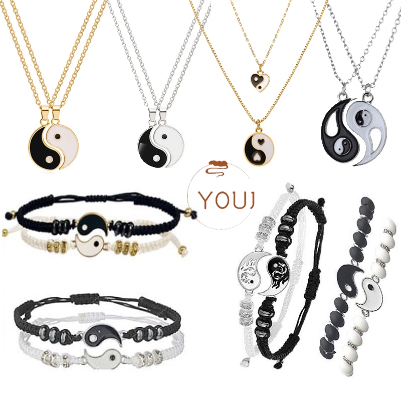 2pcs Couple Bracelet Friendship Best Friend bracelets Tai Chi Necklace ...