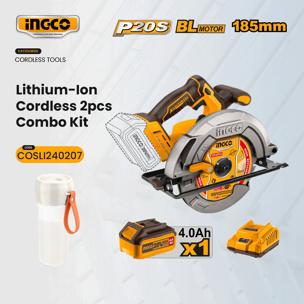 Ingco 20V Cordless Circular Saw Brushless With FREE Portable Blender ...