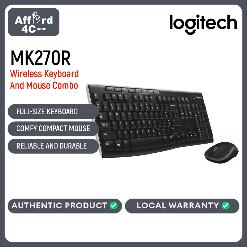 Logitech Mk270r Wireless Keyboard And Mouse Combo Black Shopee