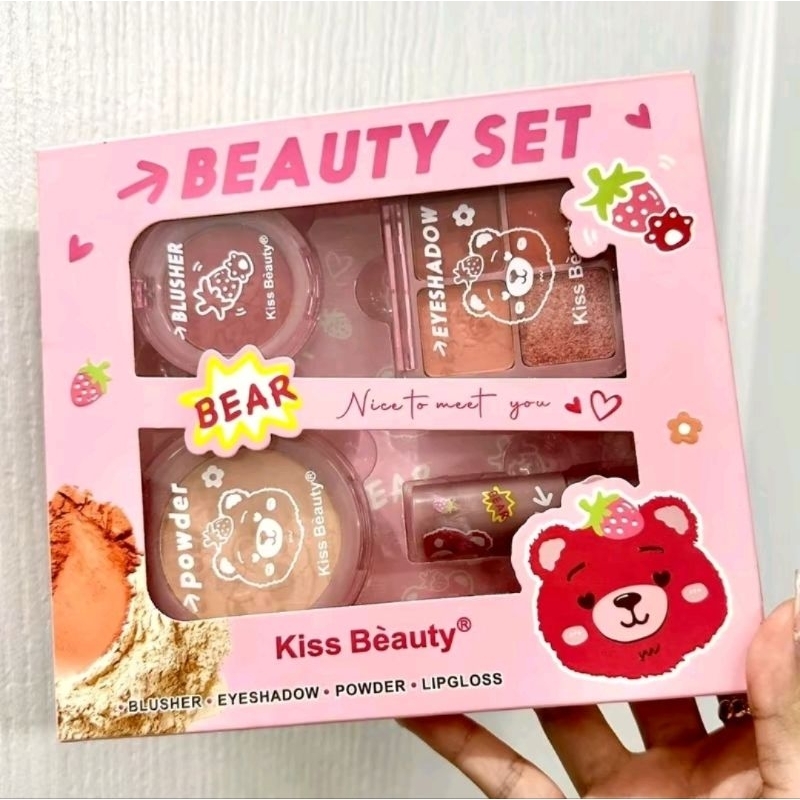 Kiss Beauty 4in1 make up set kit gift box includes matte lip gloss ...