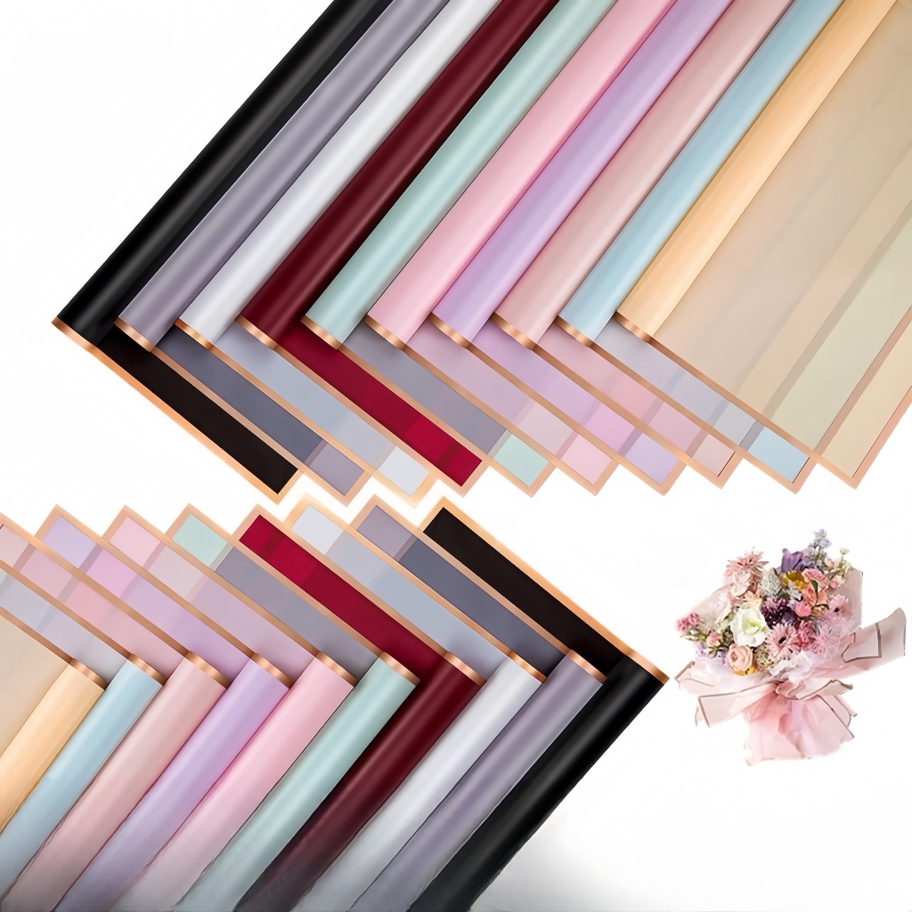 【5pcs】Flower wrapping paper Gift wrapping paper Gold edge jelly ...