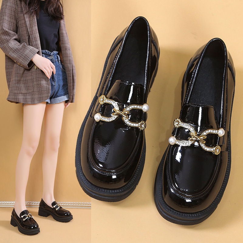 【High quality】Loafers women's platform increase 2024 British style ...