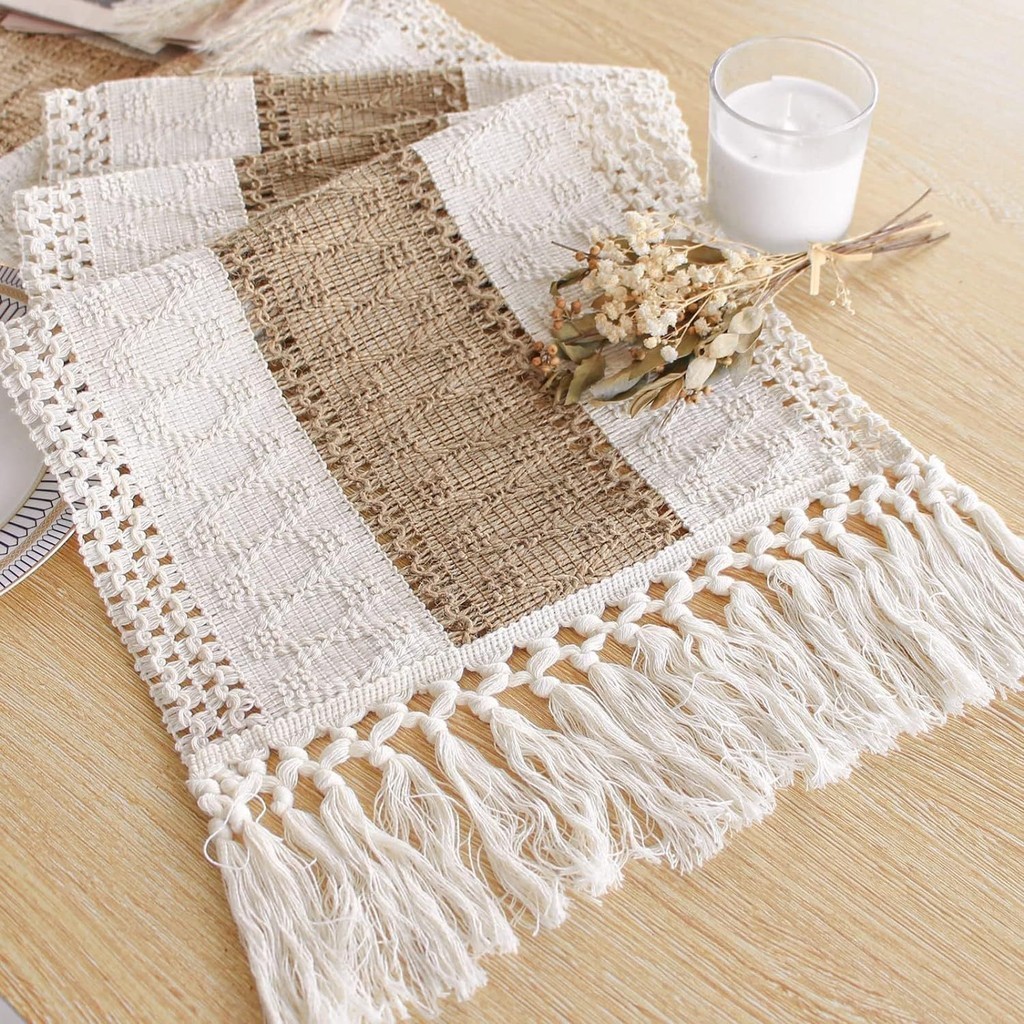 Table Runner Cotton Linen 4/6/8/10 Seater Long Table Cloth Home TV ...
