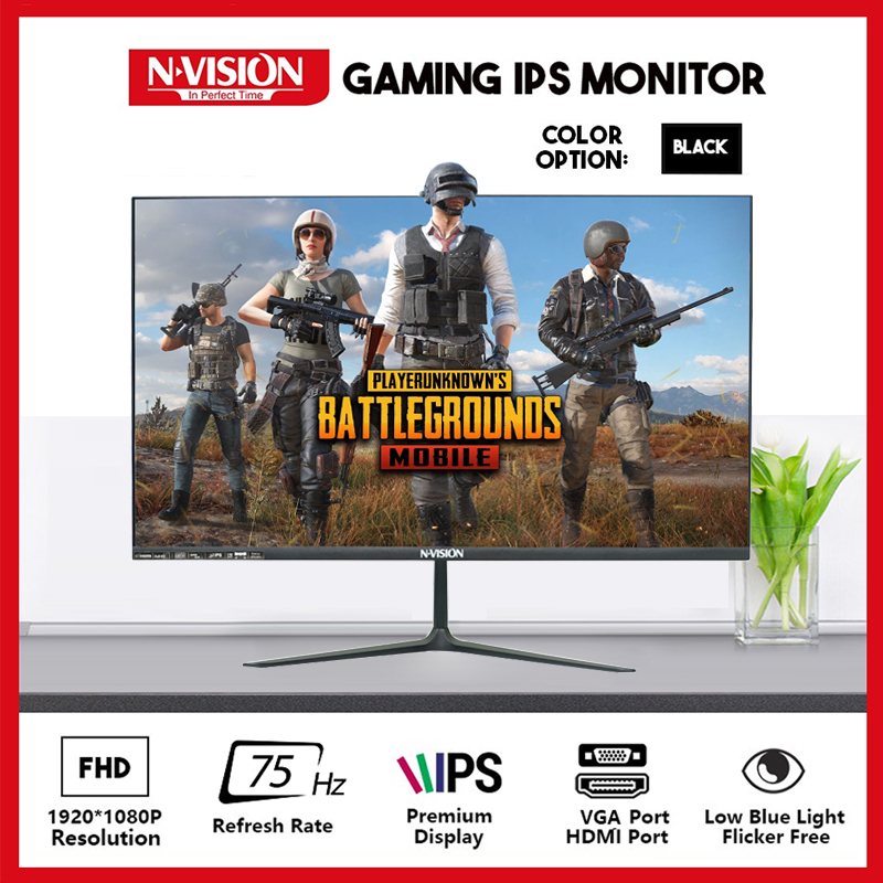 Nvision M2475 24 Inch Ips 75Hz Framless Flat FHD Gaming Monitor For ...