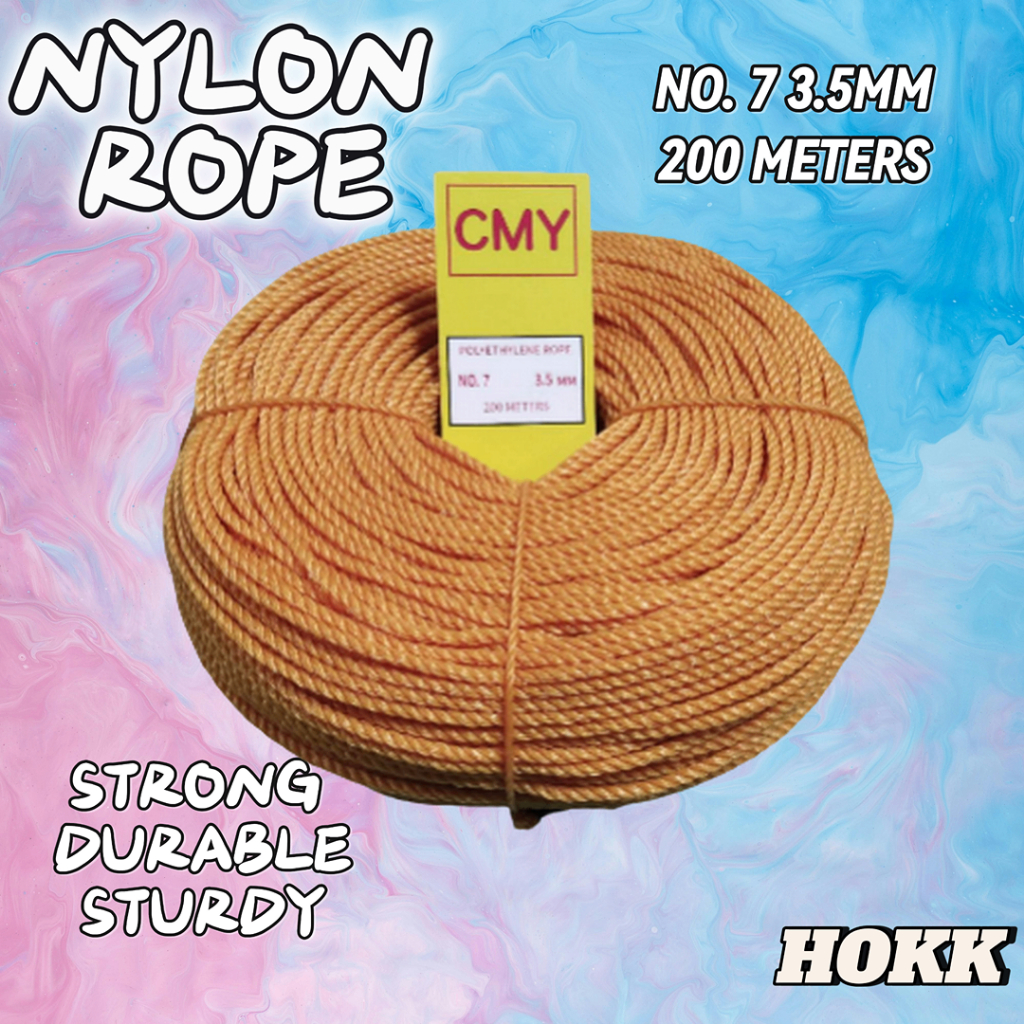 #7 3.5mm YELLOW POLYETHYLENE ROPE (200 Meters)/NYLON ROPE/LUBID/TALI | Shopee Philippines