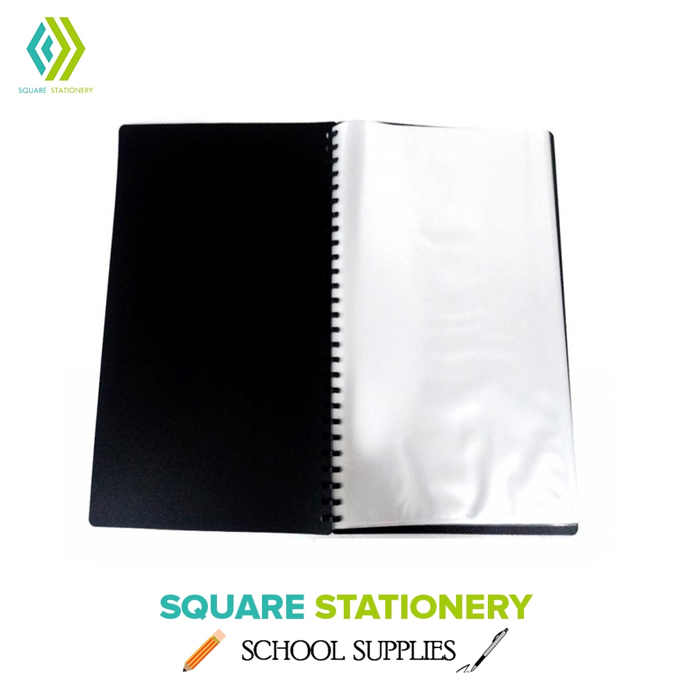 Square Stationery Clear Book Long Size Refillable Texturized 20 Pockets ...