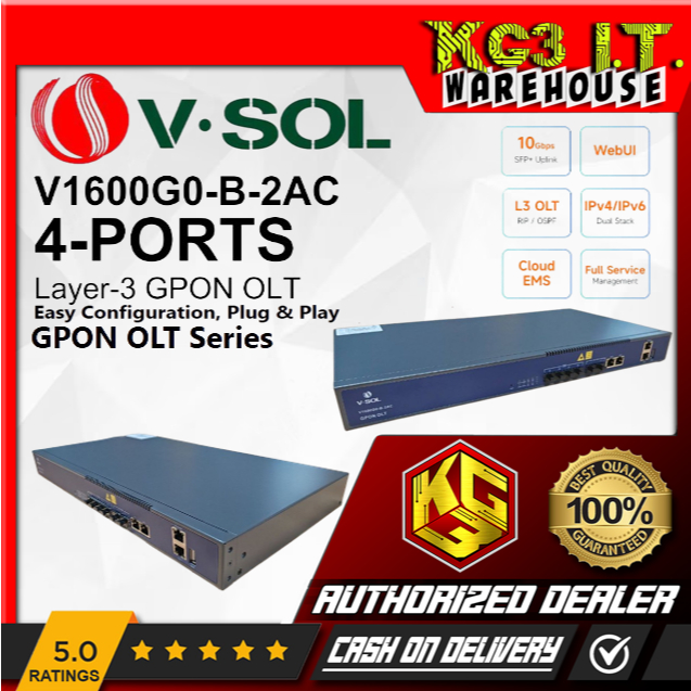 Vsol V1600G0-B-2AC 4-Port GPON OLT 4-Port with 4 C++++ SFP*4 | Shopee ...