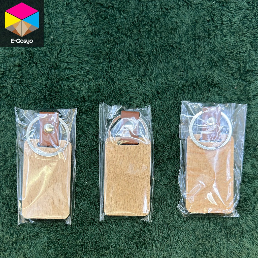 25 pcs Wooden BEECHWOOD BIG Leather Keychain 6x3.5cm - Pain no engrave ...