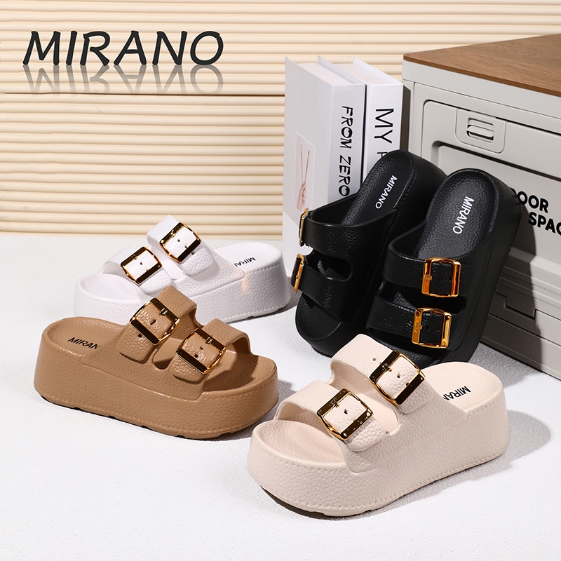 MIRANO TWO-STRAP SLIPPERS FOR WOMEN TRENDY HEELS LADIES WEDGES WITH ...