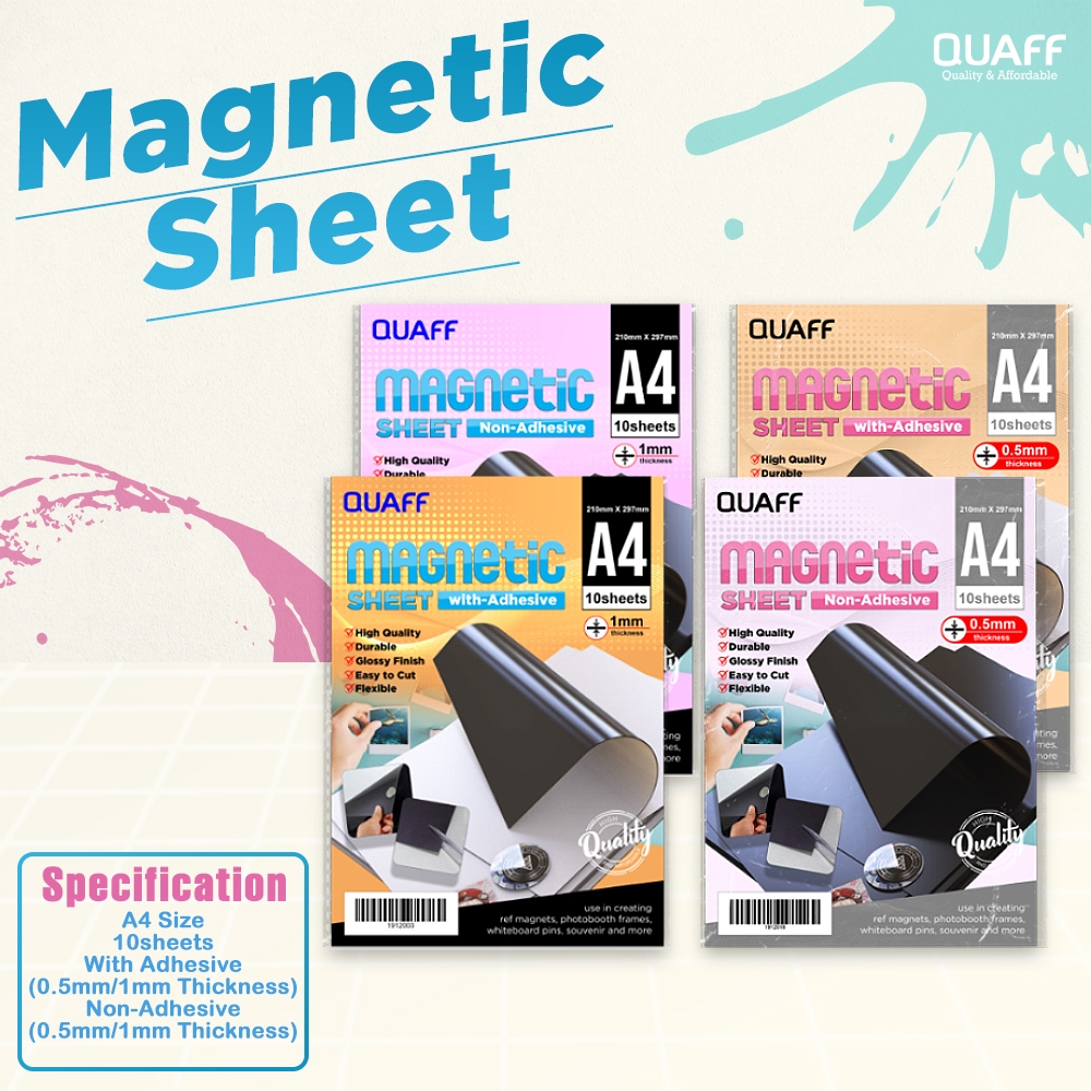 (10 sheets) QUAFF Magnetic Sheet with Adhesive and Non-Adhesive Ref Magnet | Shopee Philippines