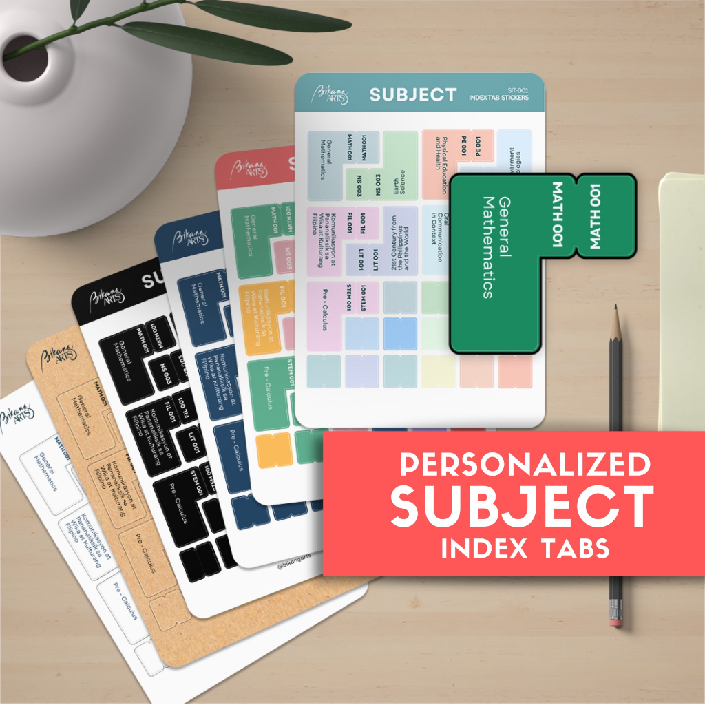 PERSONALIZED BOOK INDEX TAB / SUBJECT INDEX TAB STICKERS | Shopee ...