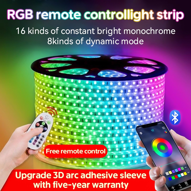 5-30M LED Strip RGB Light Waterproof 220V RGB Remote control SMD 5050 ...