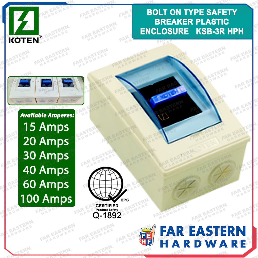 KOTEN Bolt On Electrical Safety Circuit Breaker w/ Plastic Enclosure ...