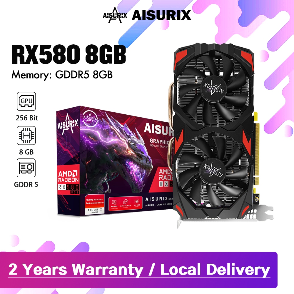 AISURIX RX 580 8GB New Brand Graphics card GDDR5 Computer GPU Video ...