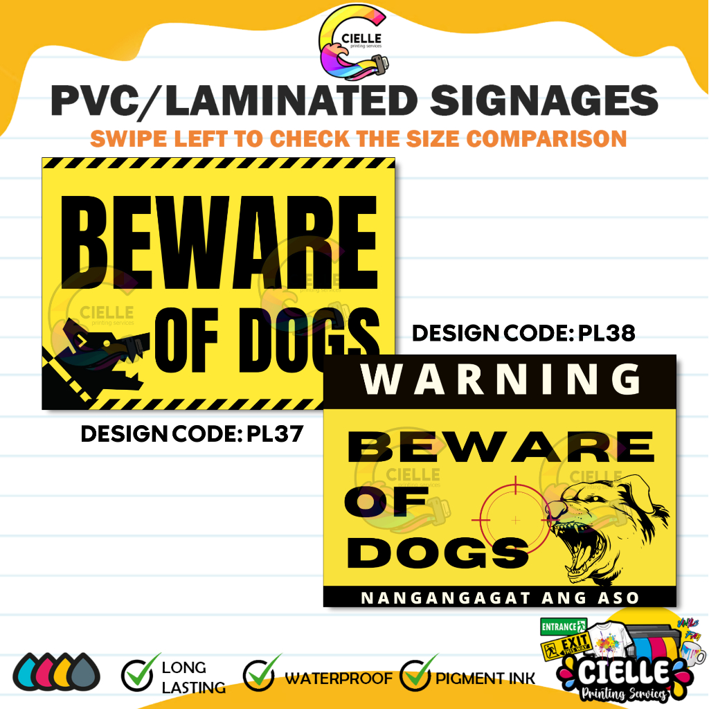PVC/LAMINATED/STICKER SIGNAGES (PL37&PL38) – Beware of Dogs/Warning ...