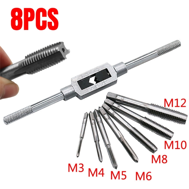 8pcs Metric Thread Machine Taps Set M3 to M12 Hand Screw Thread Plug ...