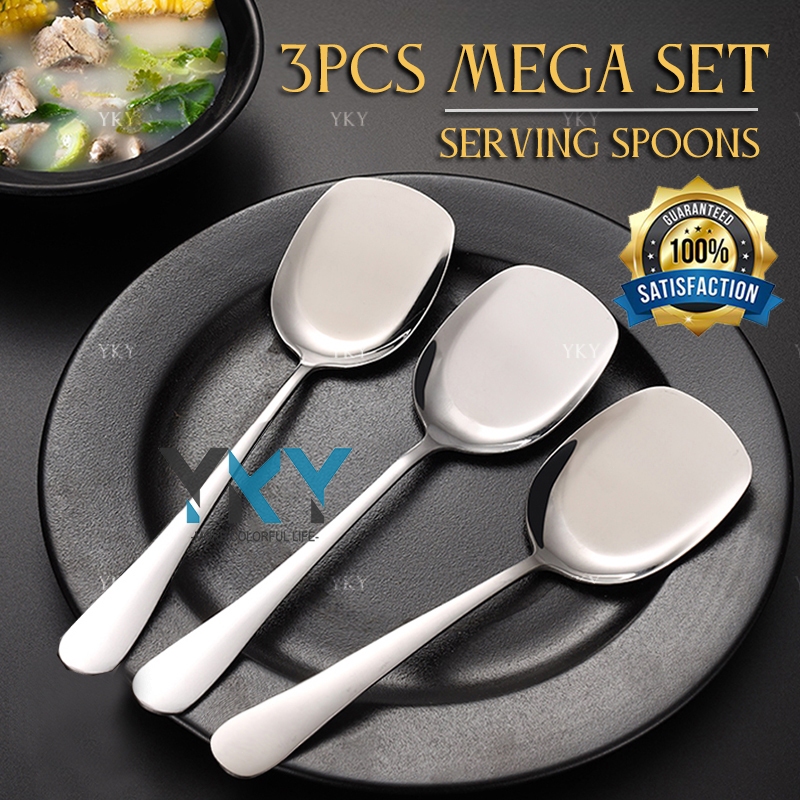 Stainless Steel Serving Spoon Set 3pcs Serving Spoons Buffet Spoon ...