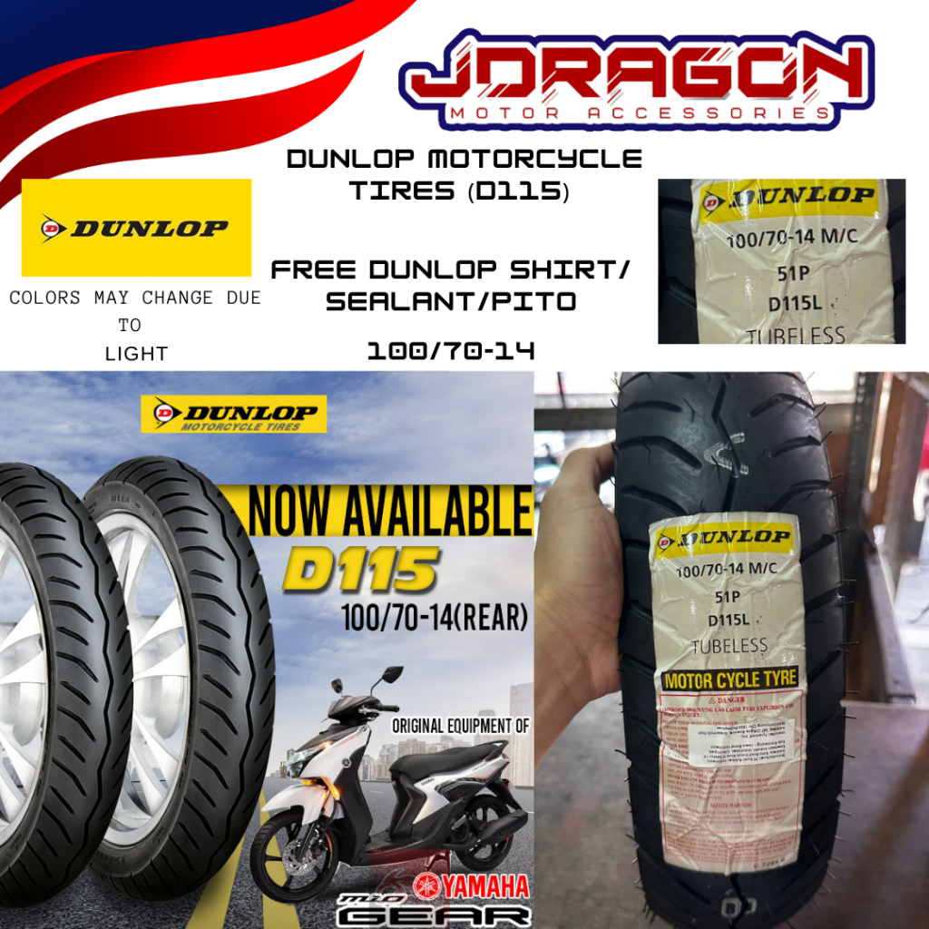 DUNLOP MOTORCYCLE TIRE 100/70-14 WITH FREE DUNLOP SHIRT AND TIRE ...