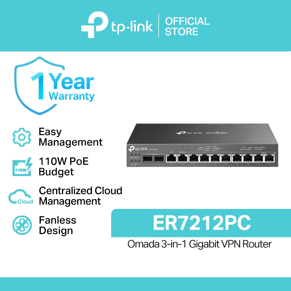 TP-Link | ER7212PC | Omada | 3-in-1 | Gigabit | VPN | Network | Router ...