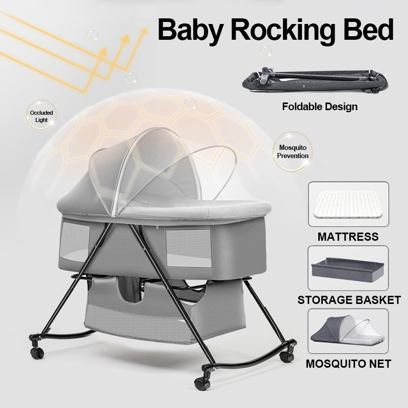 Crib Foldable Newborn King Bed Mobile Rocker Crib Liftable With ...