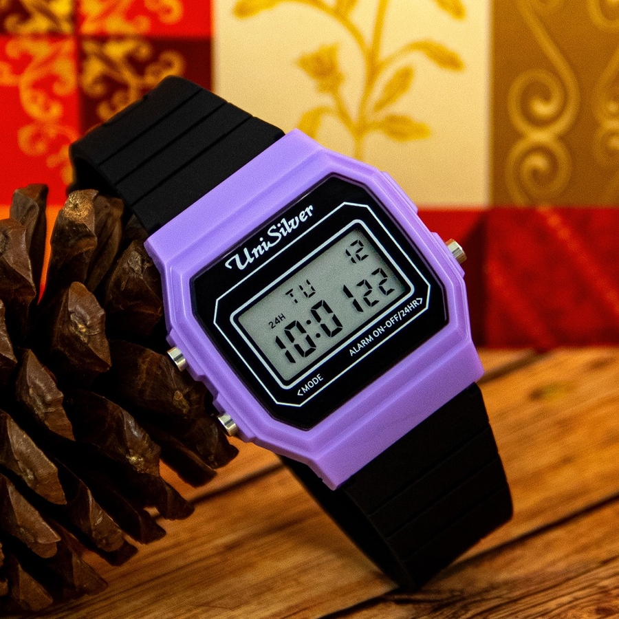UniSilver TIme Unisex Analog Black/Purple Rubber KW4859-1001 Watch ...