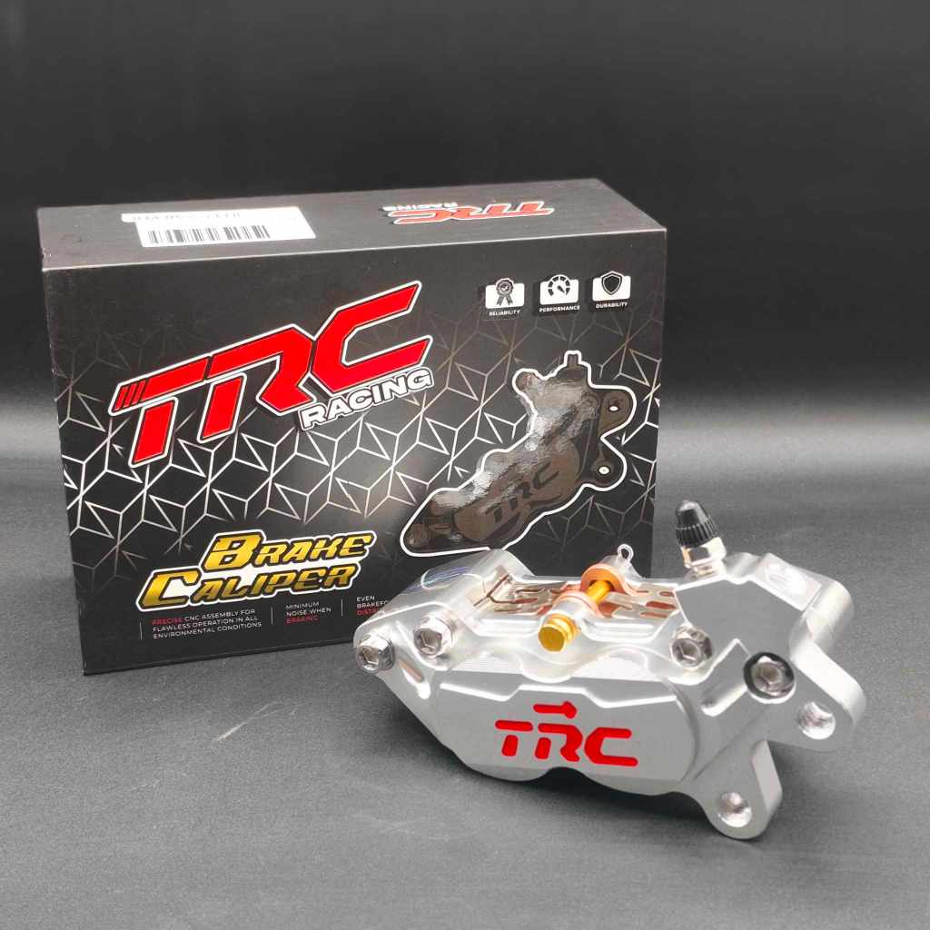 TRC RACING CNC 4POT BRAKE CALIPER UNIVERSAL 8117-2 SILVER AND BLACK ...