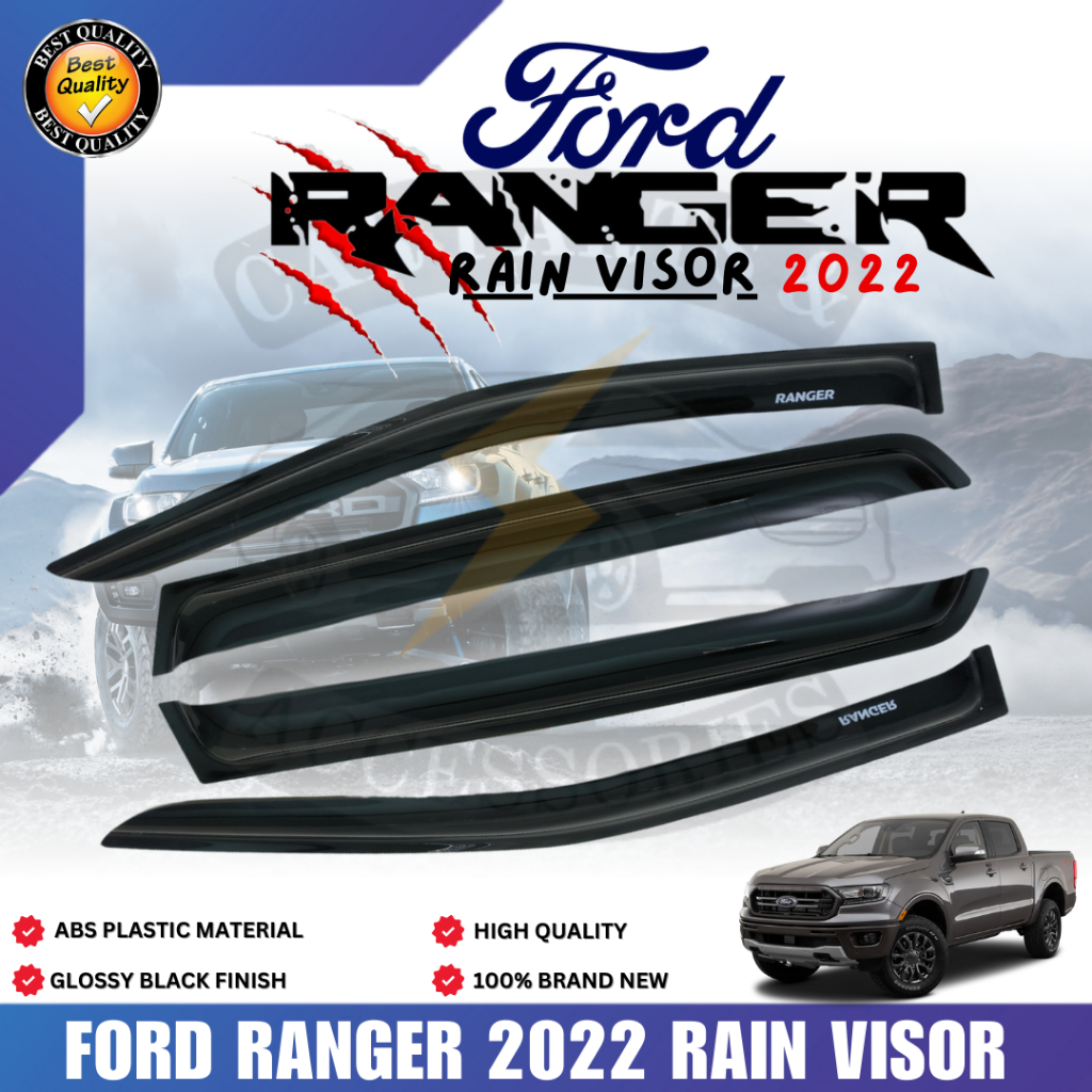 CPA Ford Ranger 2022 RAIN VISOR WINDOW VISOR DEFLECTOR (1.8MM) (9261 ...