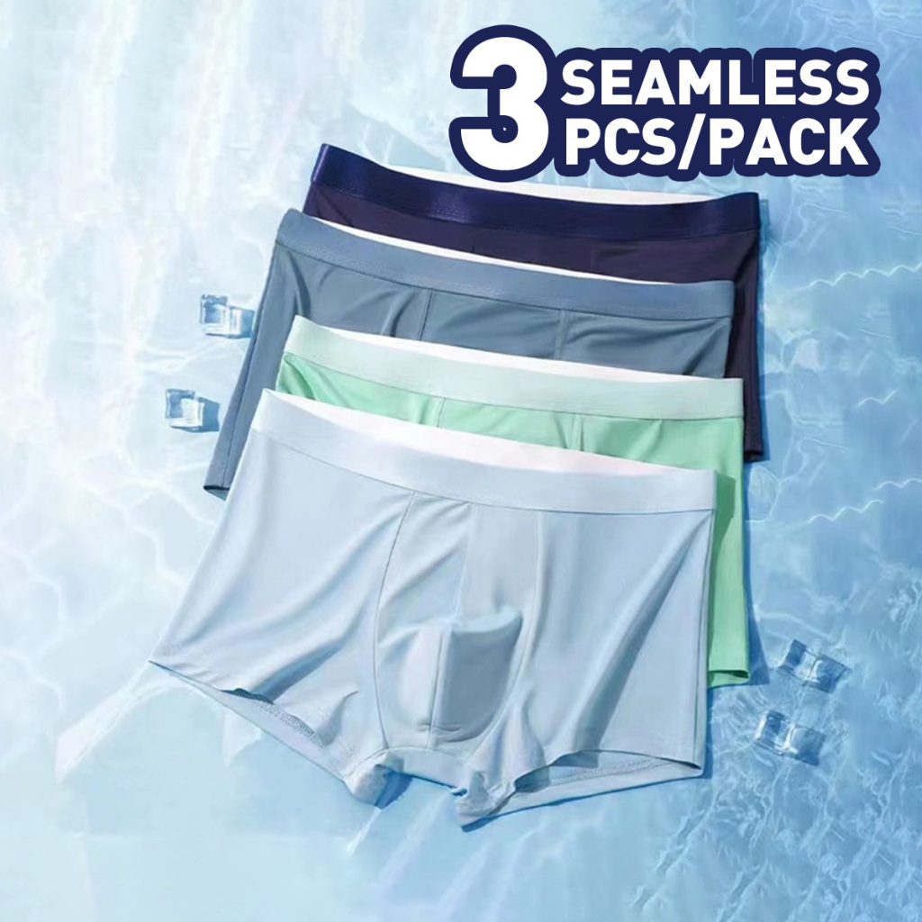 L-4XL Plus Size Men Ice Silk Boxer Shorts Seamless Underwear for Man ...