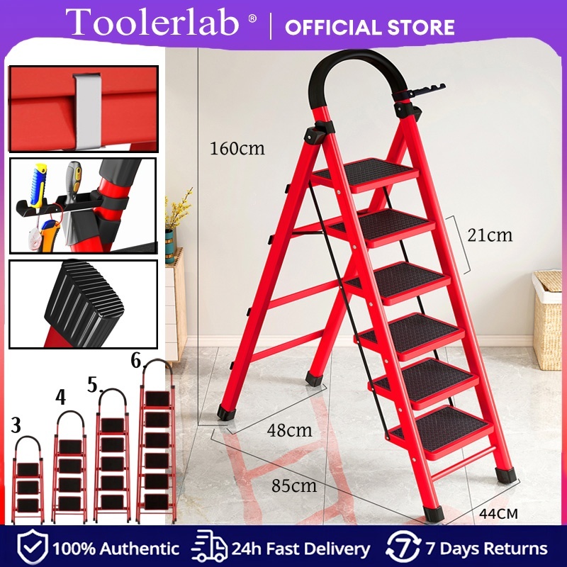 Ladder Foldabl Carbon Steel Thicker Heavy Duty 3/4/5/6 Step Household ...