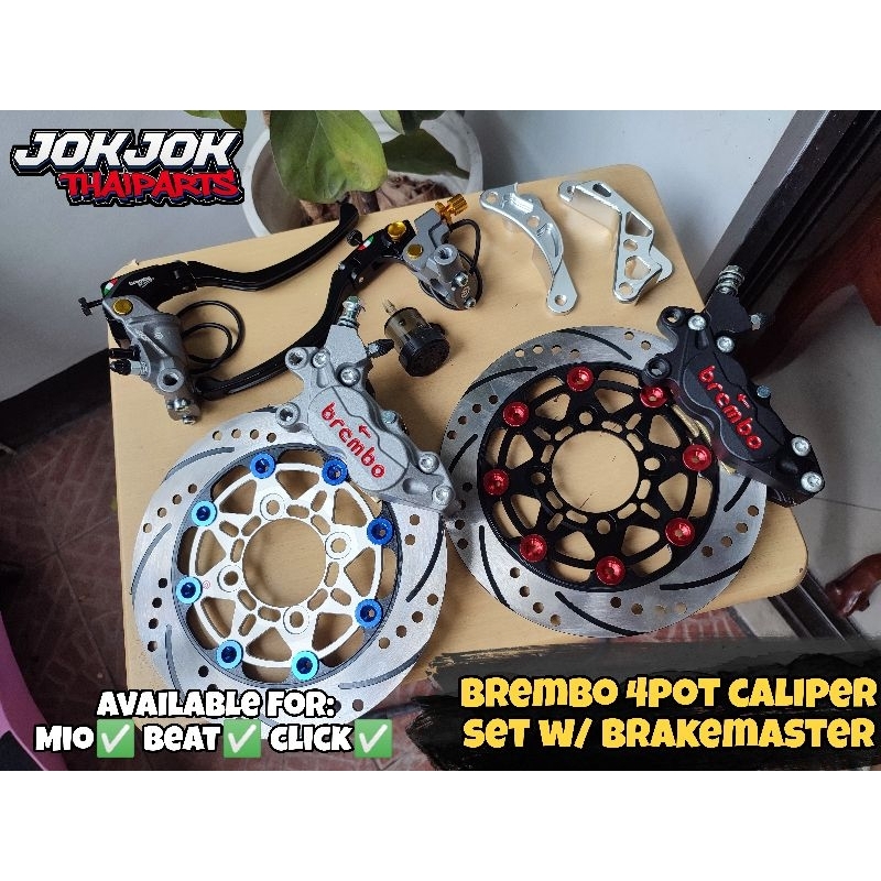 MIO/BEAT/CLICK 4pot Caliper Set w/ 220mm 4-holes Float Disc & Brakemaster (*4 HOLES MAGS DAPAT ...