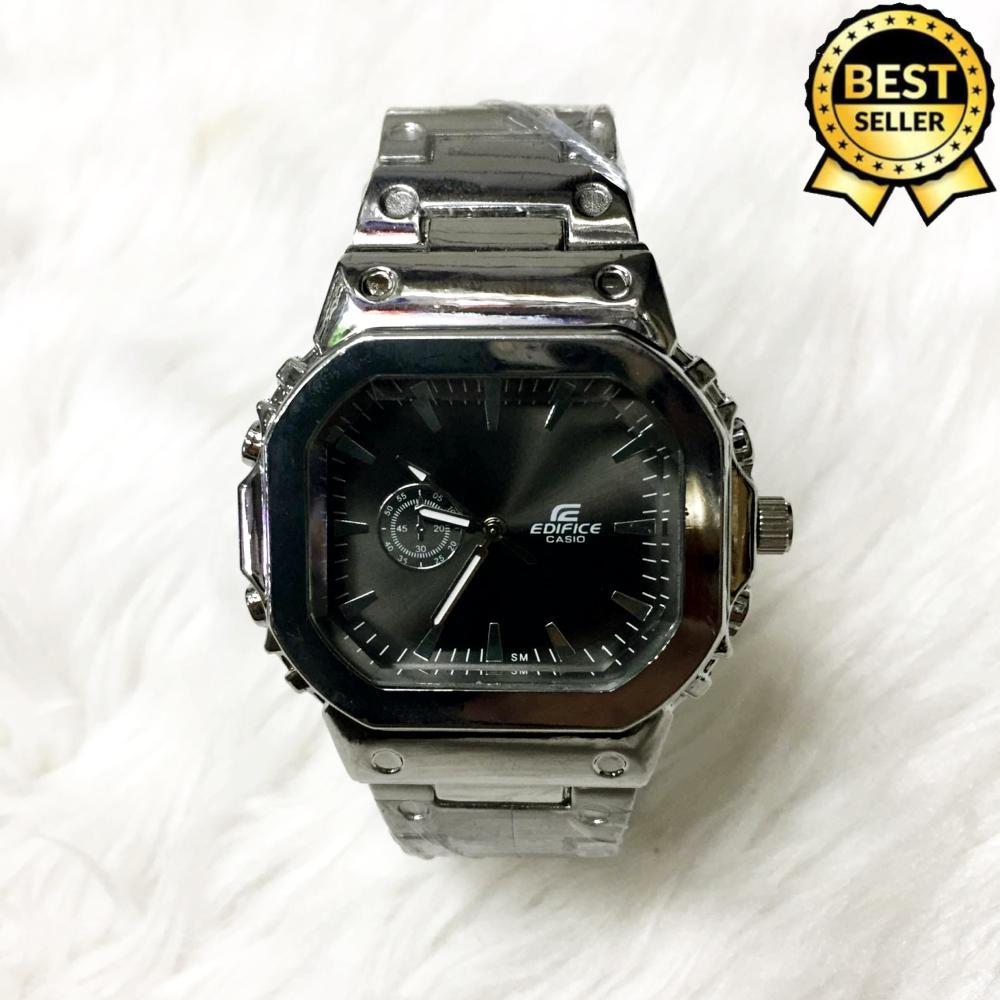 Casio Wheel Edifice 1 Chronograph Square Black Dial Pure Stainless ...