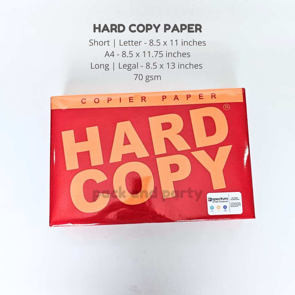 100 | 500 sheets Hard Copy White Bond Paper 70 gsm | Short Letter A4 ...