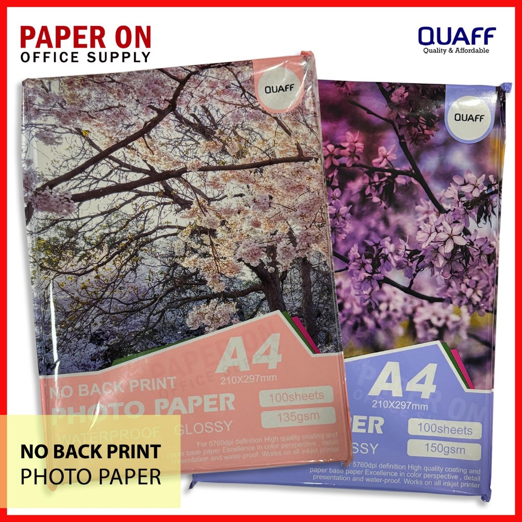 QUAFF No Back Print Glossy Photo Paper A4 135g/150g (100 sheets ...