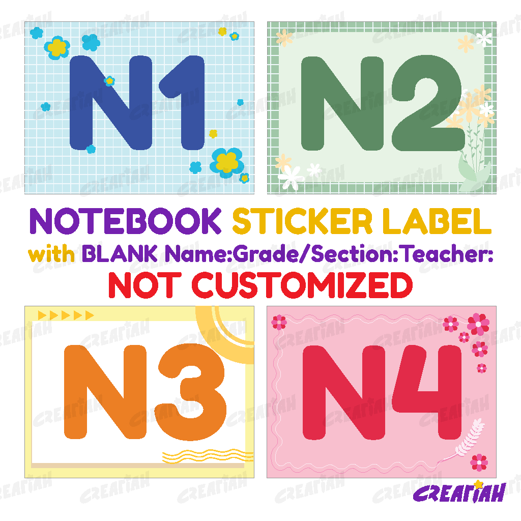 Notebook Number Sticker Labels N1-N10 & BLANK Name Section Stickers Back to School | creatiah ...