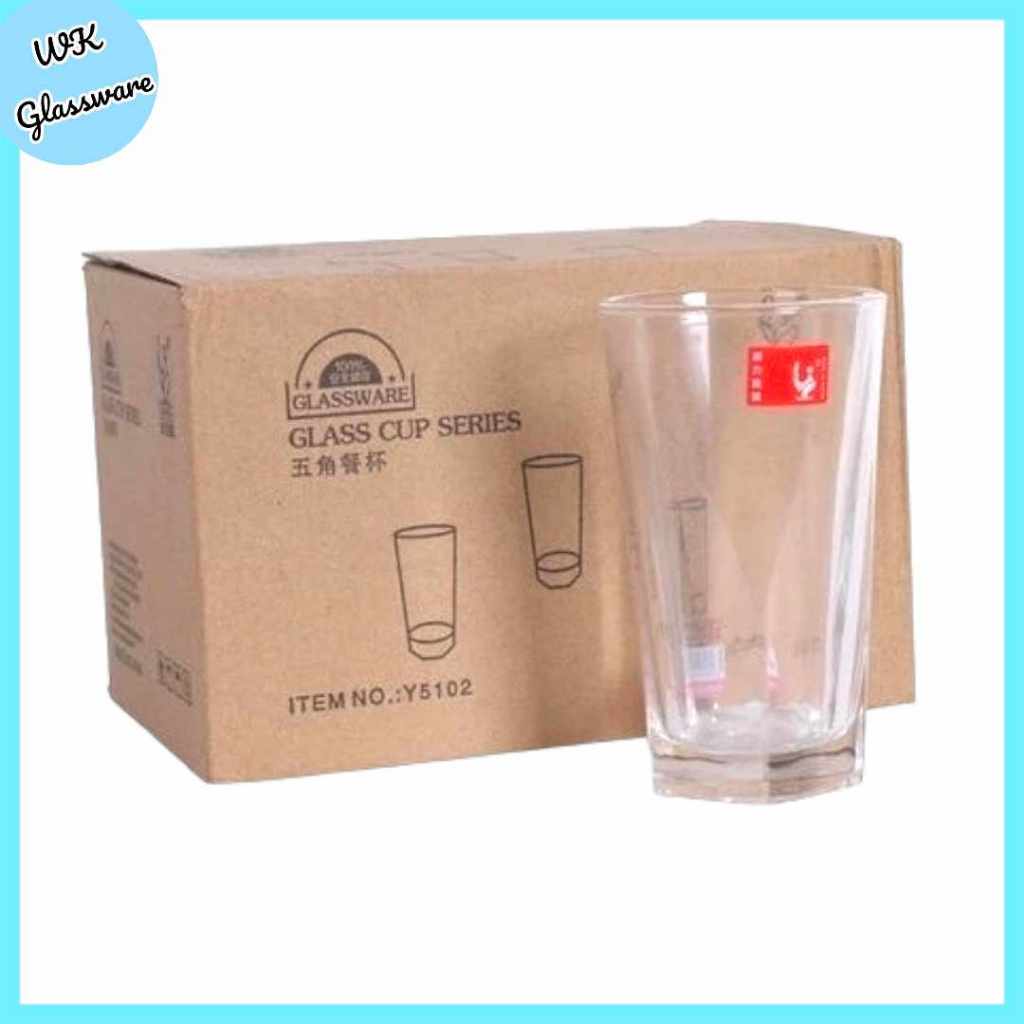 6PCS GLASS Cup Mug drinking glass for cofee and tea baso Y5102 | Shopee ...