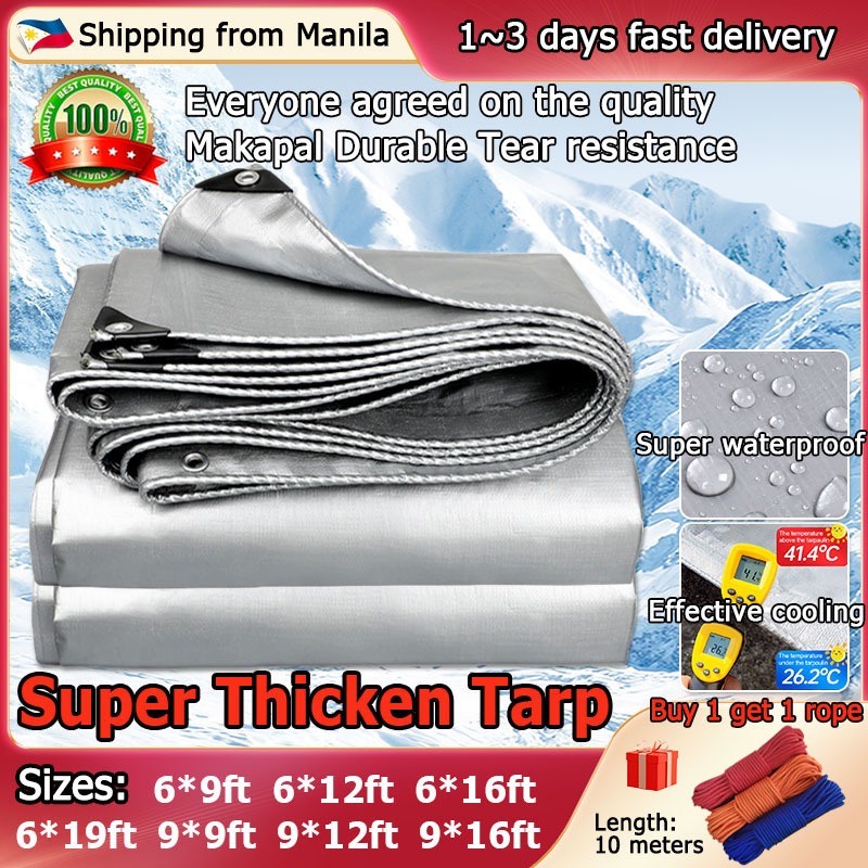 9FT*12FT Lona Tolda Tarpaulin Waterproof Outdoor Trapal Makapal Sun ...