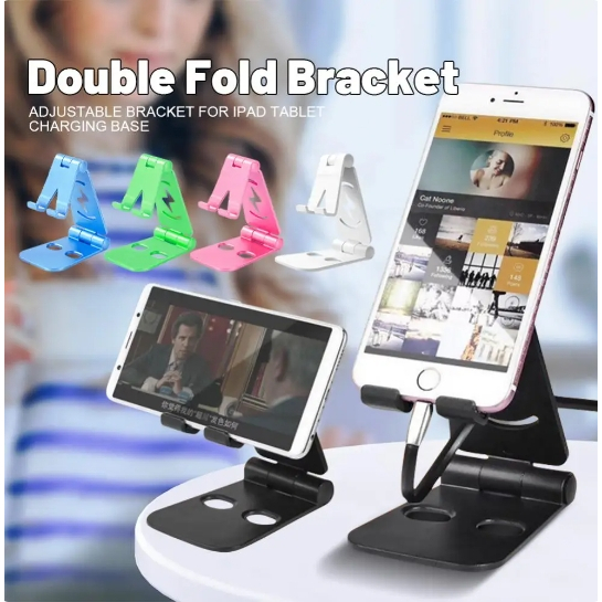 Portable Phone Holder Bracket Mount Desk Double Fold Bracket Mobile ...