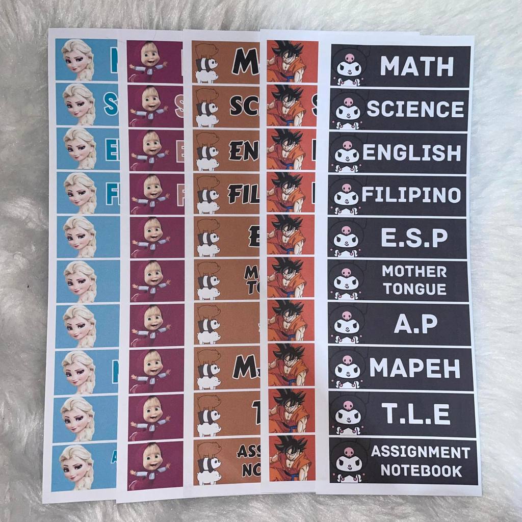 Customized Subject Stickers Set 10 Pcs Food looking Notebook And Easy ...