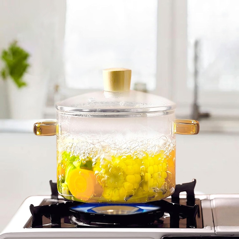 Dailyhome Borasilicate Glass Cooking Pot Stovetop Glass Saucepan for ...