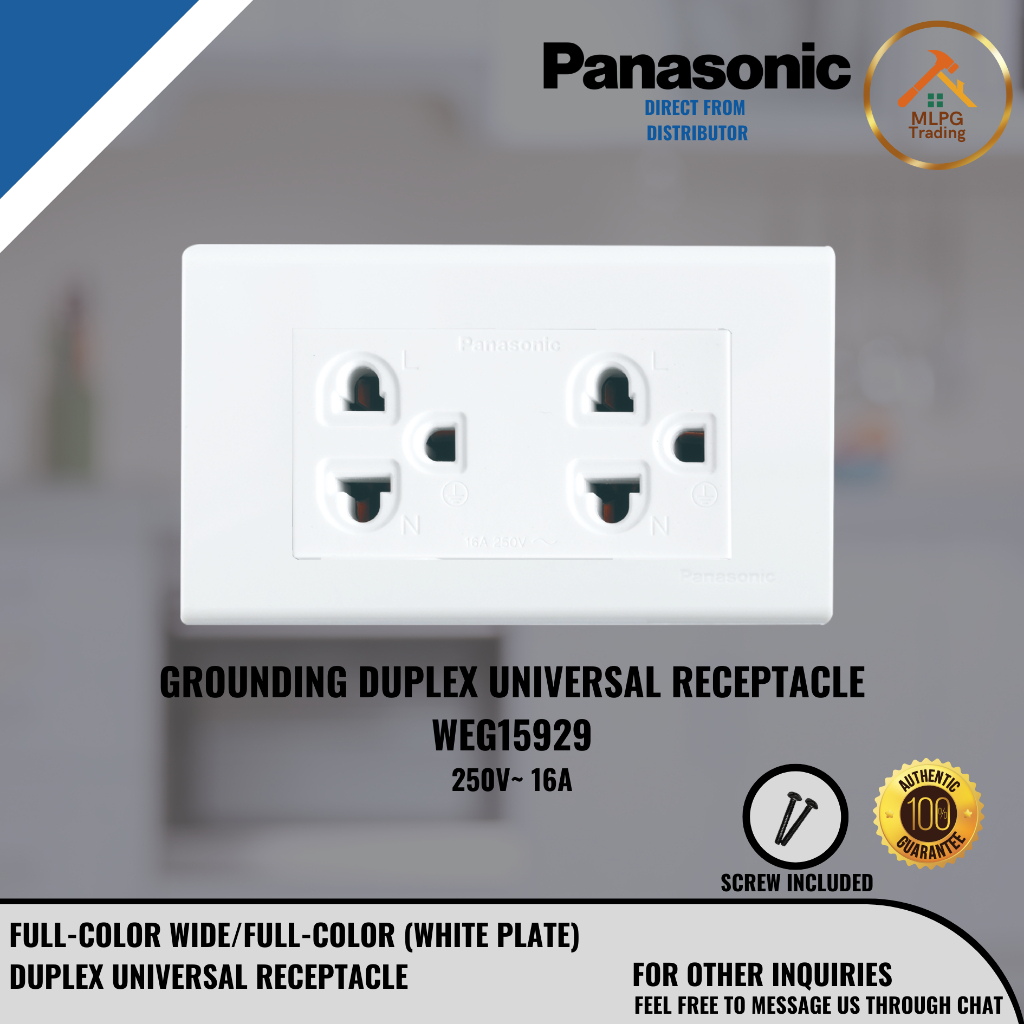 Panasonic Wide Series - Duplex Universal Outlet w/ Ground WEG15929 (w ...