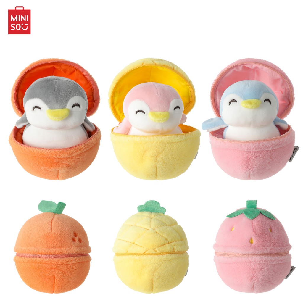 MINISO Fruit Series Penguin Plush Toy Surprise Ball Orange Pineapple ...