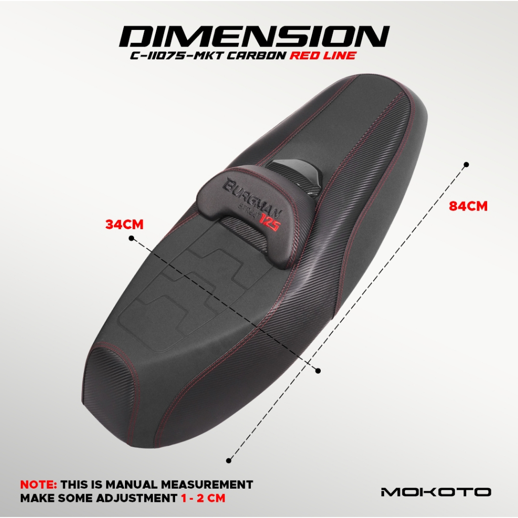 MOKOTO BURGMAN STREET 125 CAMEL BACK SEAT BLACK LINE / RED LINE CARBON ...