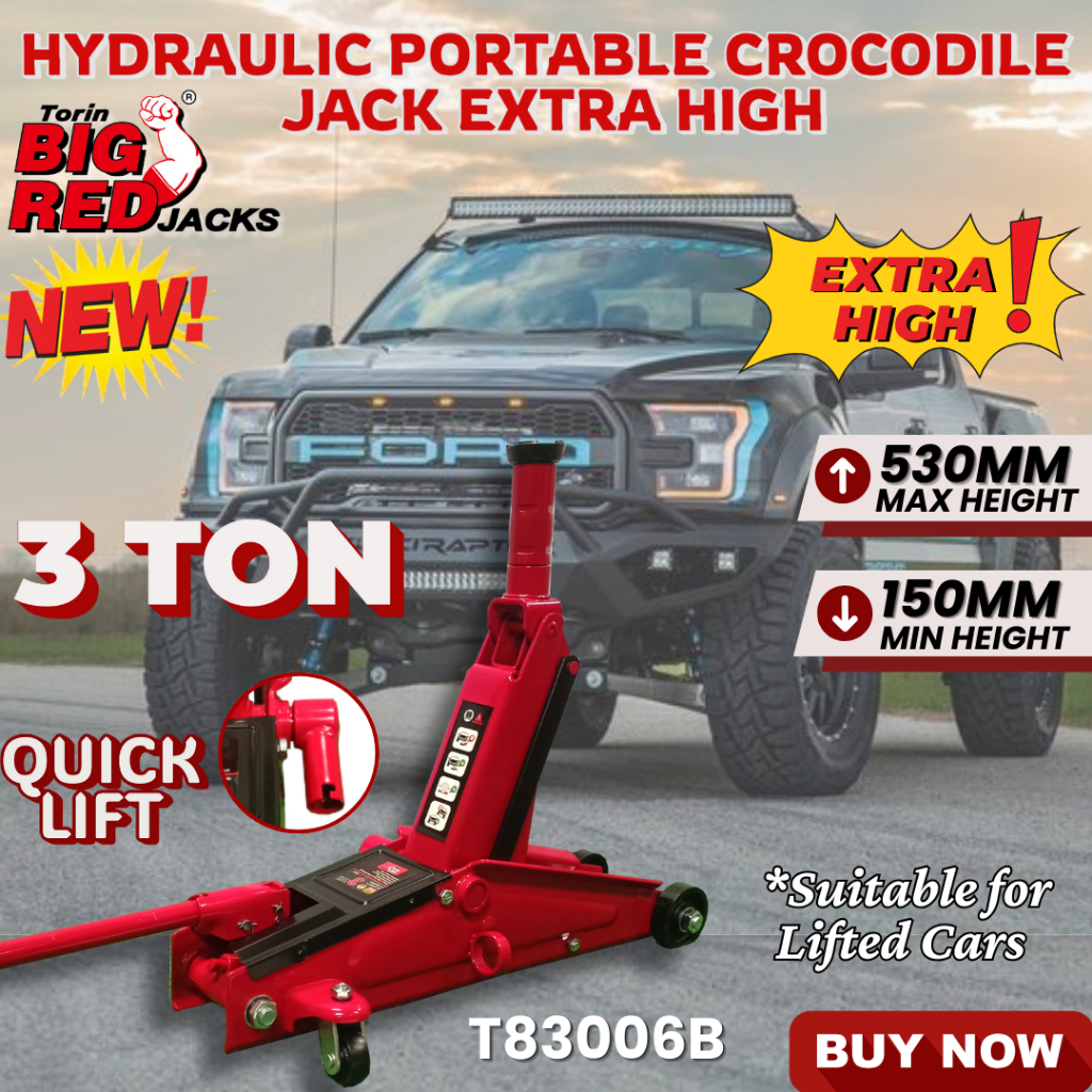 Big Red Hydraulic Portable Crocodile Jack Extra High (3 TON) | Shopee ...