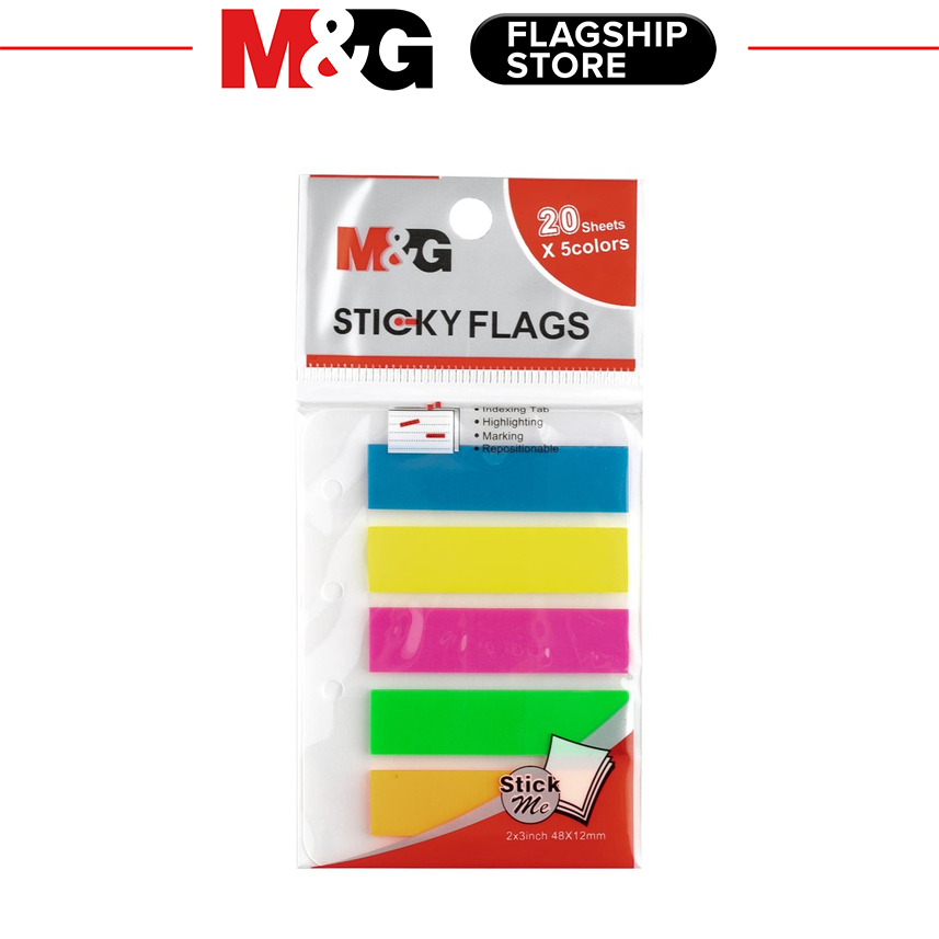 M&G Sticky Notes Flags Rectangular 5-Colors - 12pcs Set | Shopee ...