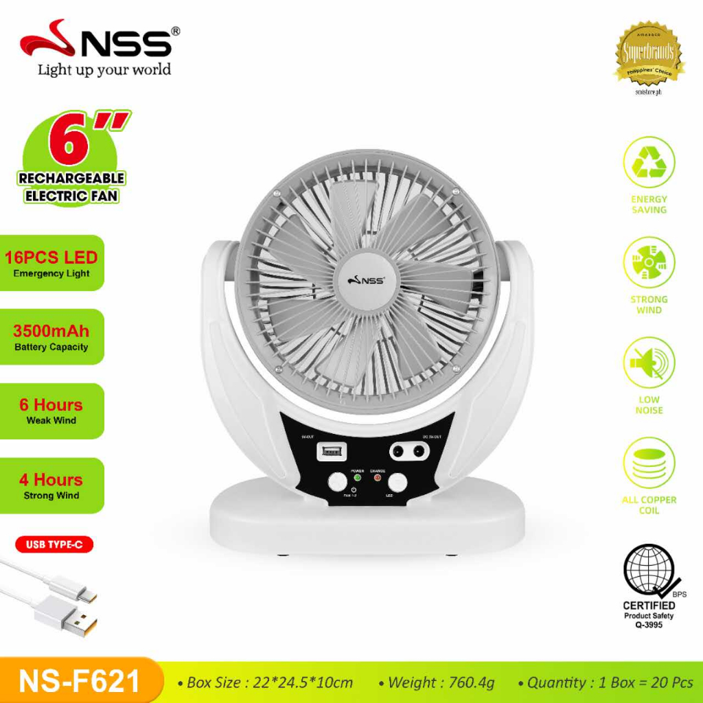 NSS Solar Desk Fan With Solar Panel 6/8 Inch Portable Rechargeable ...