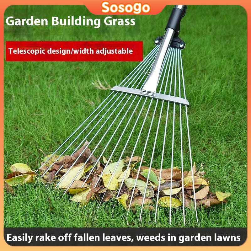 Rake for gardening Adjustable Telescopic Metal Grass rake, withered ...